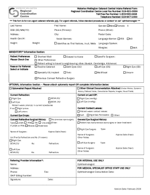 Fillable Online Waterloo Wellington Cataract Referral Form 2024 - Non ...