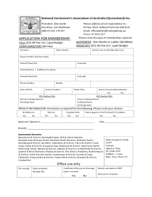 Fillable Online National Servicemen's Association Membership ...