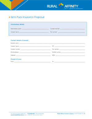 Fillable Online Farm Pack Insurance Proposal - a Fresh Approach to ...