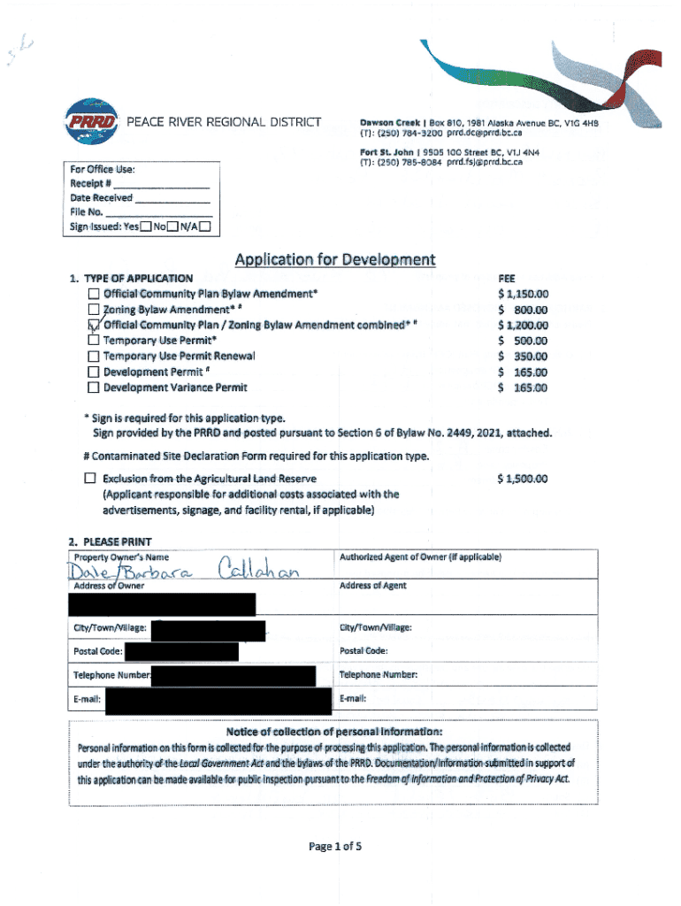 Fillable Online Application for Development - Peace River Regional ...