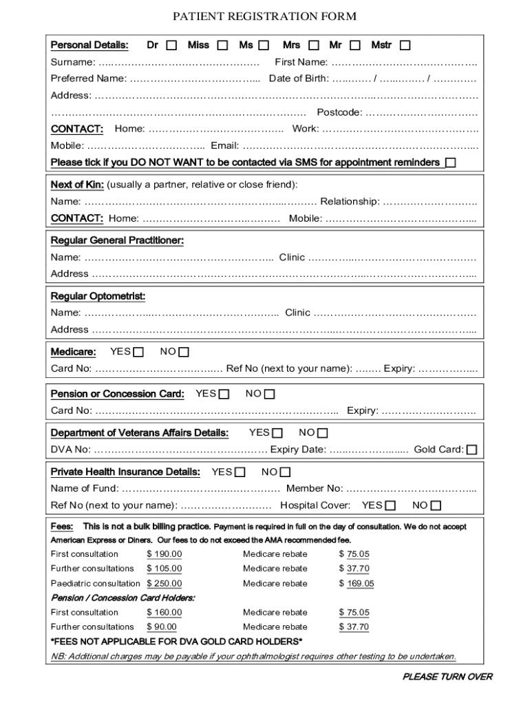 Fillable Online Patient Registration Form 2020 - Eye Care Center Fax Email Print - pdfFiller