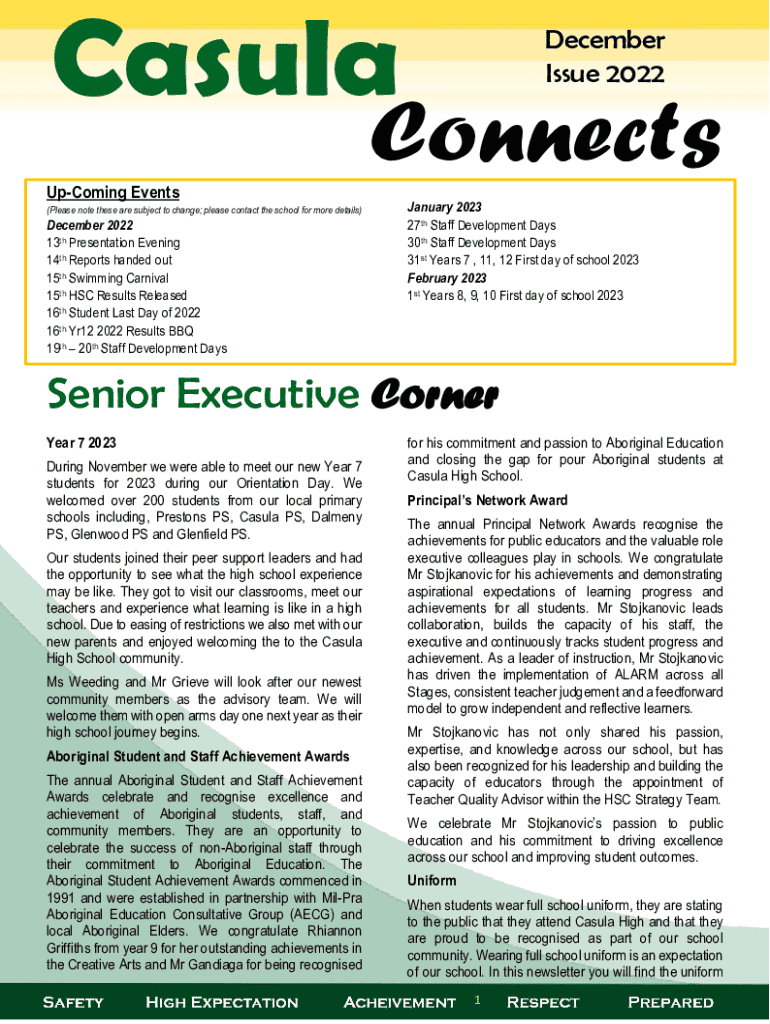Fillable Online Casula Connects: Upcoming Events and Achievements ...