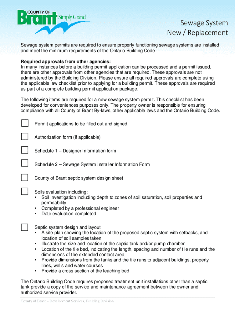 Fillable Online Sewage System Permit Application - New Replacement Process 2023 Fax Email Print ...