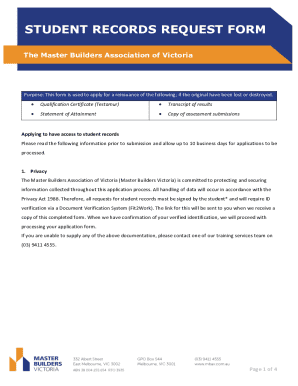 Fillable Online Student Records Request Form - Master Builders Victoria ...