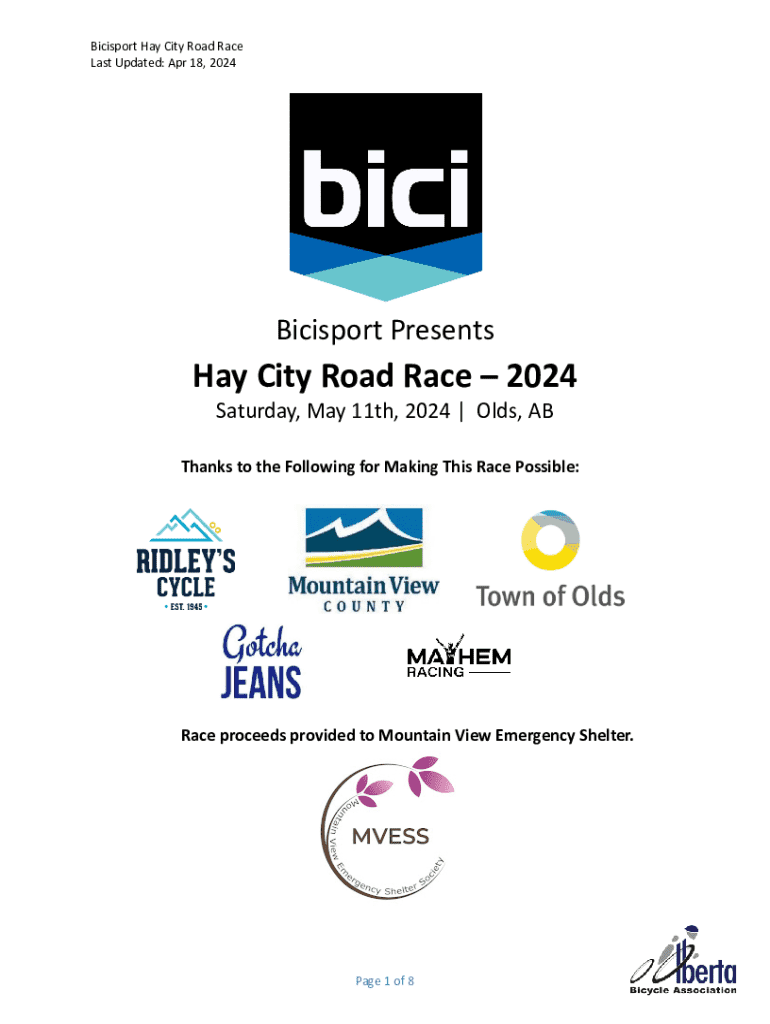 Fillable Online Hay City cycling race returns to roads near Olds May 11 ...