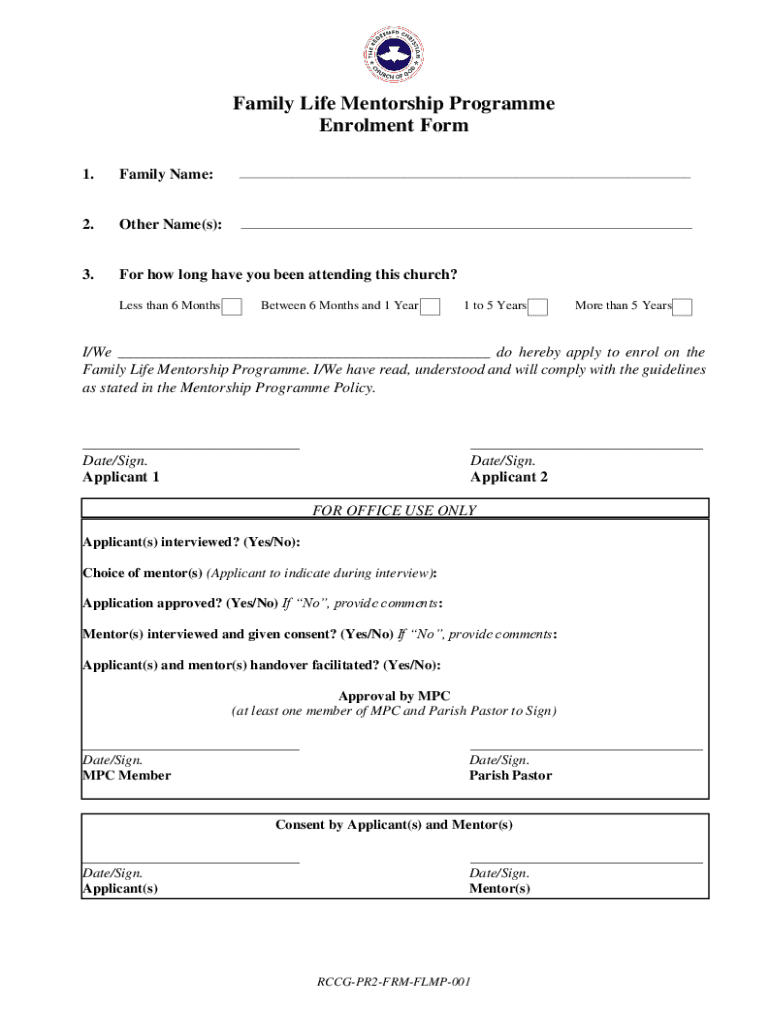 Fillable Online Revival Today Mentorship Form Fax Email Print - pdfFiller