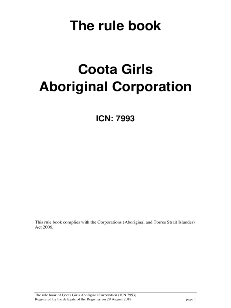 Fillable Online Coota Girls Aboriginal Corporation Rule Book 2018 ...