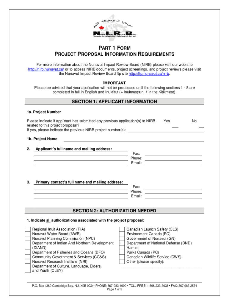 Fillable Online 2023 Nunavut Project Proposal Information and Requirements Fax Email Print ...