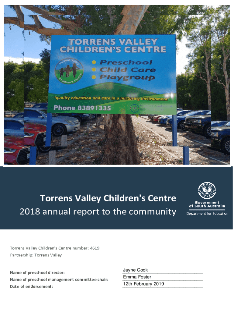 Fillable Online 2018 Torrens Valley Children's Centre Annual Report to the Community Fax Email ...