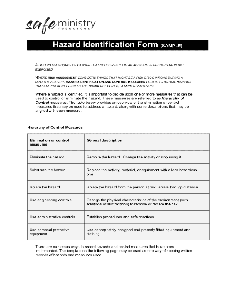 Fillable Online 20200907 Hazard Identification Form (Sample) Fax Email ...