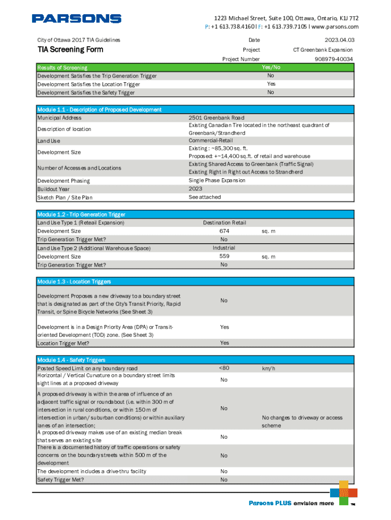 Fillable Online TIA Screening Form 2501 Greenbank.xlsx Fax Email Print ...