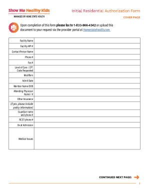 Fillable Online Initial Residential Authorization Form 2023 - Submit ...