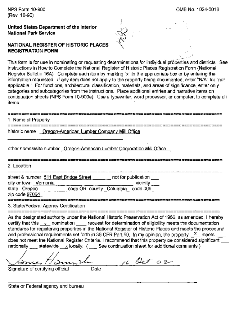 Fillable Online Oregon-american Lumber Company Mill Office Registration ...