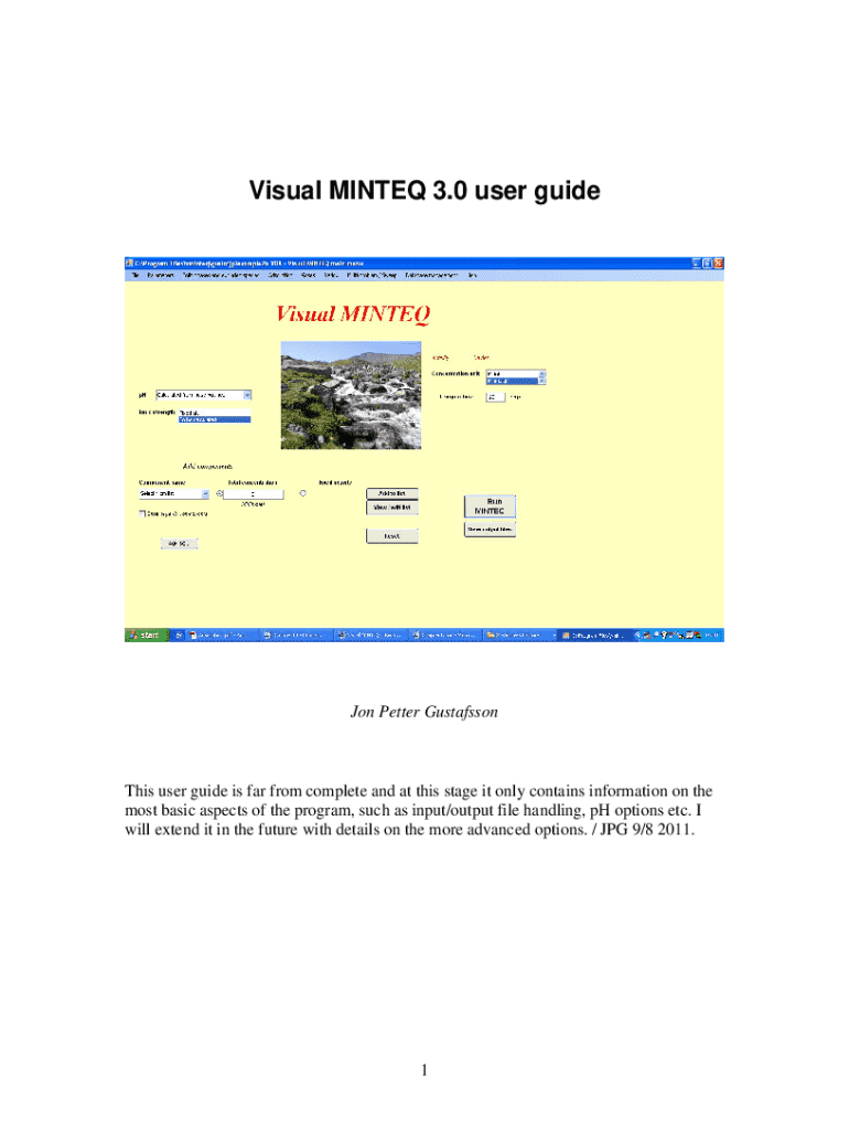 Fillable Online Visual Minteq 3.0 User Guide - Comprehensive Overview ...