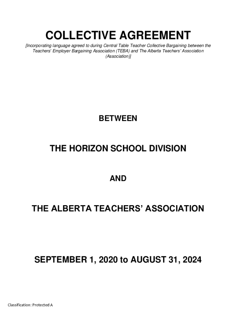 Fillable Online Horizon School Division 2020-2024 Collective Agreement ...