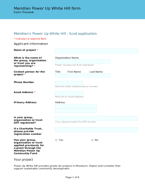 Fillable Online Meridian Power up White Hill Funding Application 2023 ...