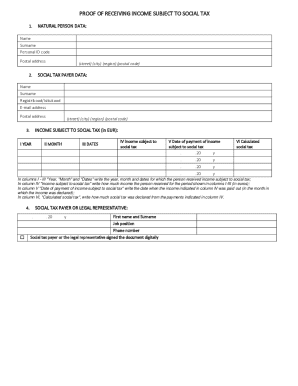 Fillable Online Proof of Receiving Income Subject to Social Tax 2023 ...