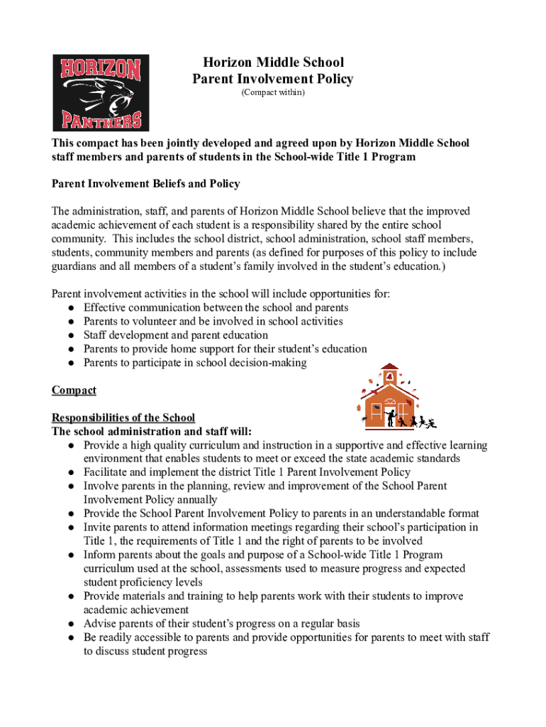 Fillable Online Horizon Middle School Parent Involvement Policy 2023 ...