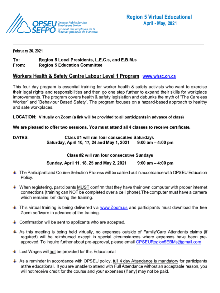 Fillable Online Region 5 Virtual Educational Program - April-may 2021 Fax Email Print - pdfFiller