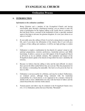 Fillable Online Ordination Process for Evangelical Church Ministers 2023 Fax Email Print - pdfFiller