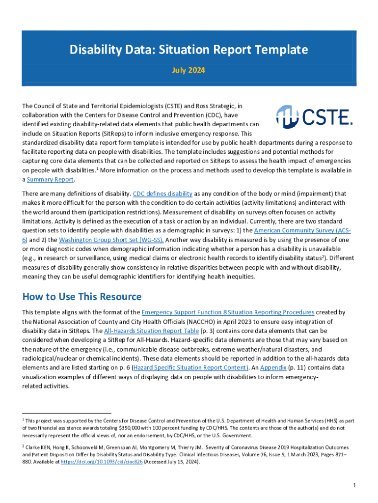 Fillable Online Disability Data. This standardized disability data ...