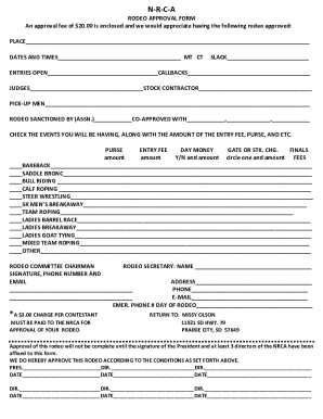 Fillable Online 2023 Rodeo Approval Form - Nrca Sanctioning Request Fax Email Print - pdfFiller