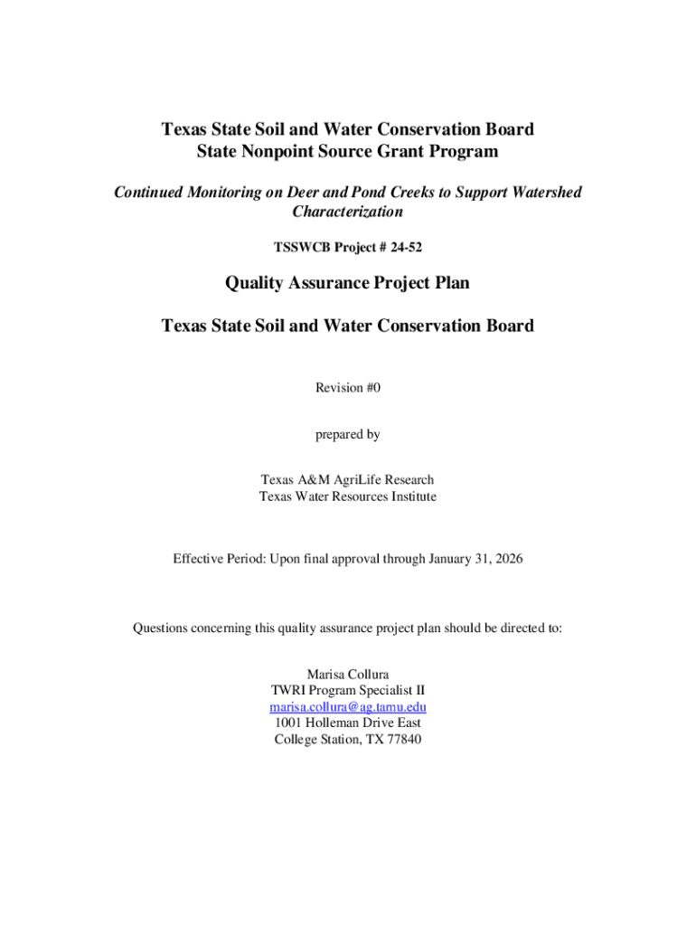 Fillable Online Texas State Soil and Water Conservation Board Nonpoint Source Grant Program 2024 ...