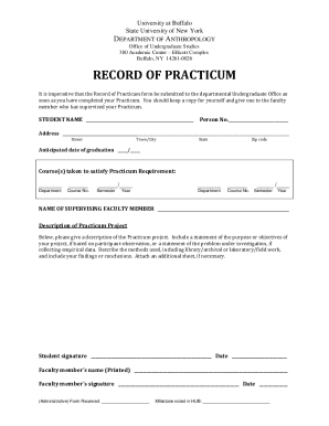 Fillable Online Record of Practicum Form - University at Buffalo 2023 ...