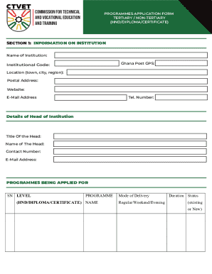 Fillable Online Ctevt Programmes Application Form 2023 - Tertiary and ...