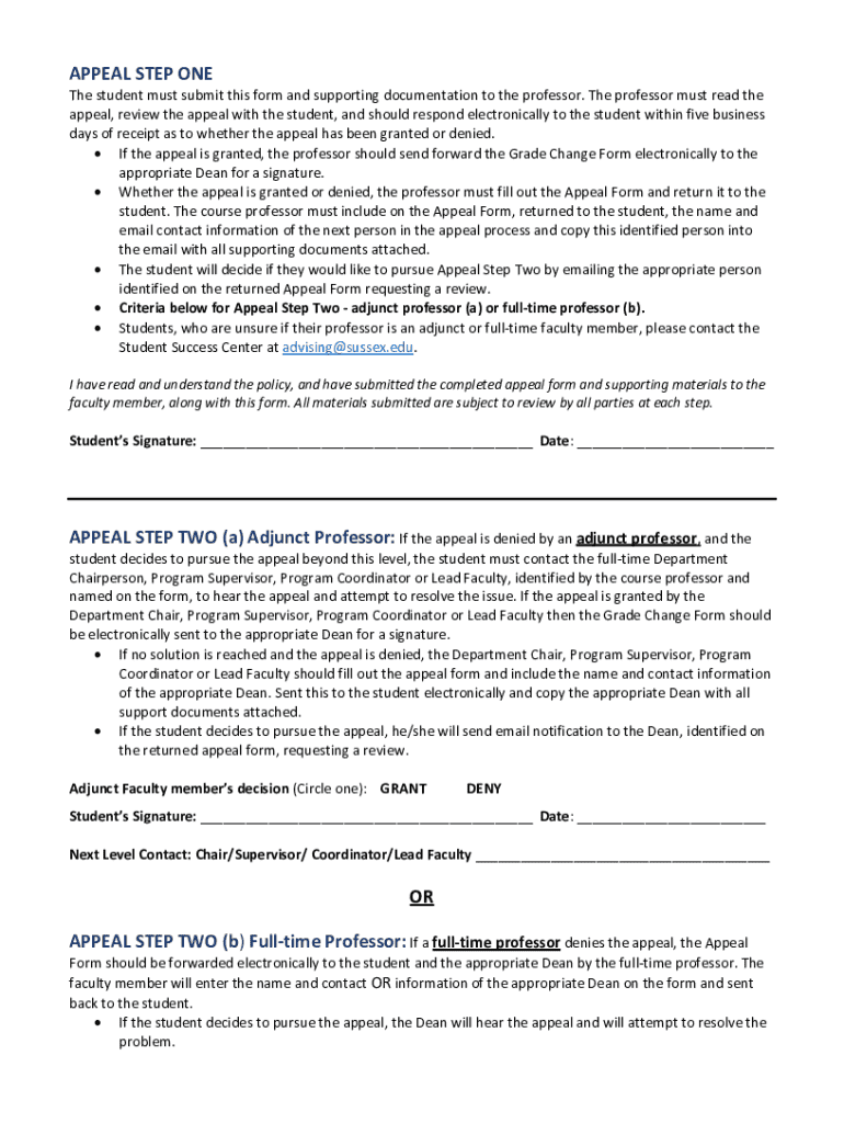 Fillable Online Final Grade Appeal Form 2021: Process and Steps to ...