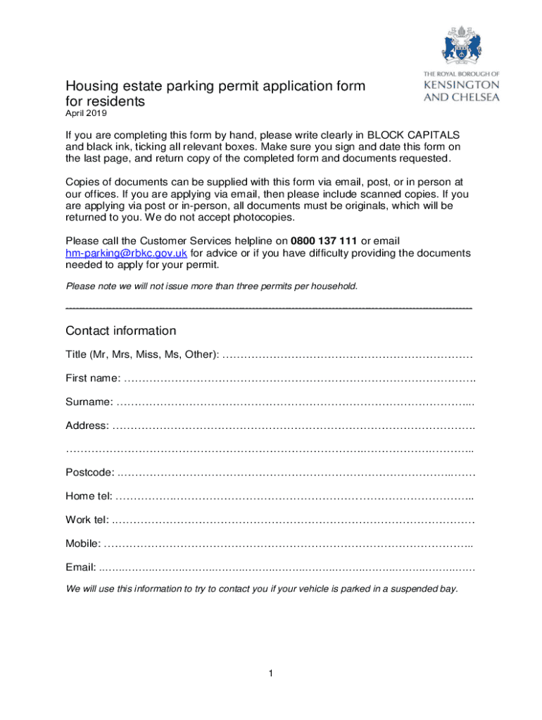 Fillable Online Housing estate parking permit application form for residents Fax Email Print ...