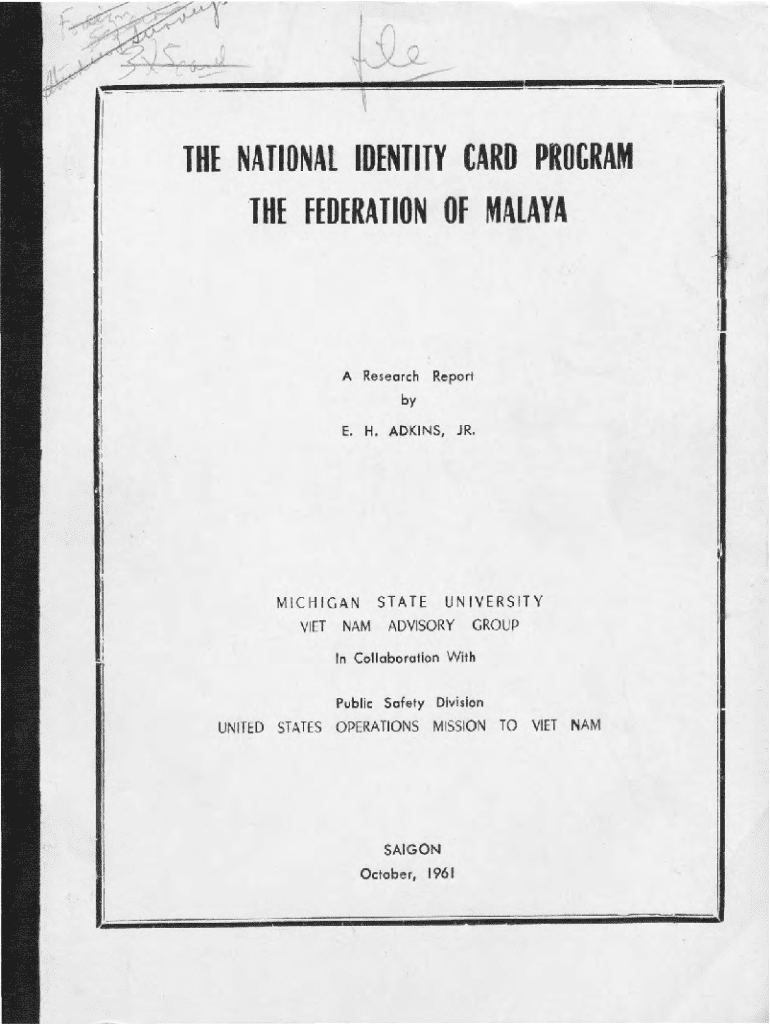Fillable Online the National Identity Card Program: a 1961 Research ...