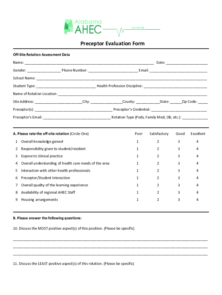 Fillable Online Off-site Rotation Assessment 2023: Evaluating ...