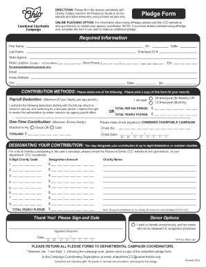 Fillable Online 2024 Pledge Form for Combined Charitable Campaign ...