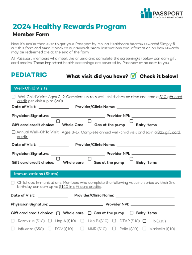 Fillable Online 2024 Healthy Rewards Program - Boosting Health Through ...