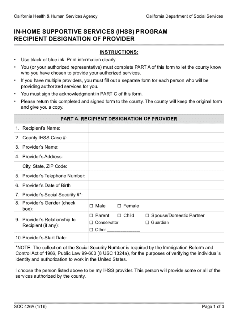 Fillable Online Ihss Provider Designation Instructions 2023 Fax Email ...