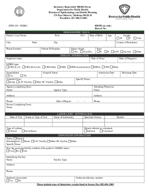Fillable Online Kentucky 2023 Reportable Mdro Form for Public Health ...