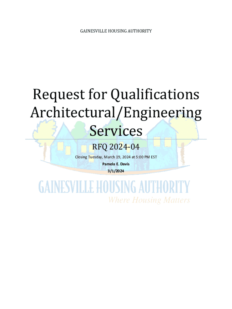 Fillable Online Gainesville Housing Authority Rfq 2024-04: Architectural and Engineering ...
