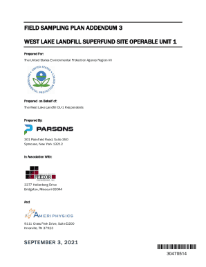 Fillable Online Field Sampling Plan Addendum 3 for West Lake Landfill ...