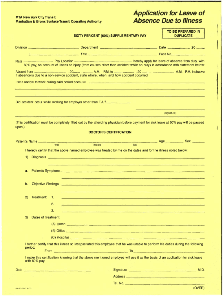 Fillable Online 60% Sick Pay Form Fax Email Print - pdfFiller