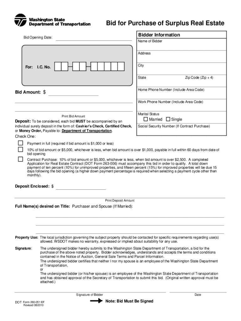 Fillable Online WSDOT 260-051 English fillable form. WSDOT 260-051 ...