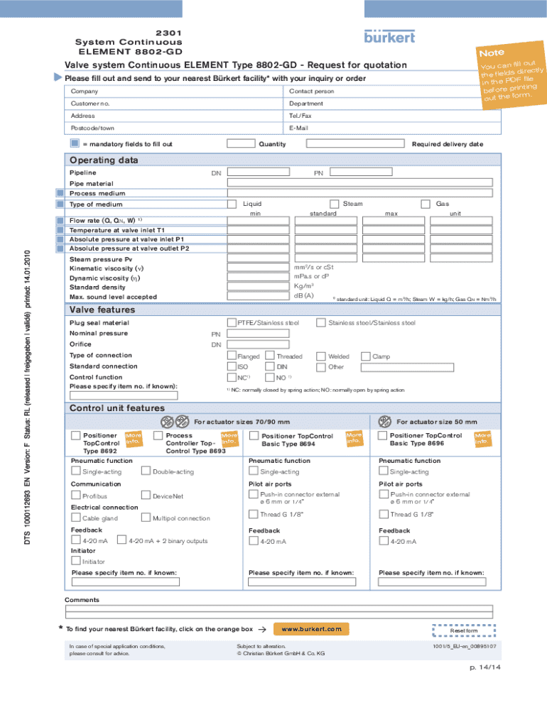 Fillable Online Type 2301 Globe Control Valve for Hygienic Processing ...