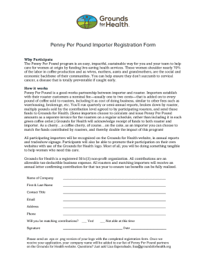 Fillable Online Penny Per Pound Importer Registration Form 2023 - Help ...