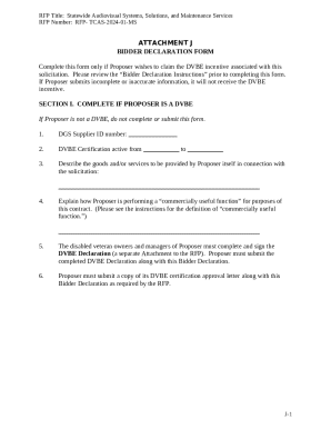 Bidder Declaration Doc Template | pdfFiller