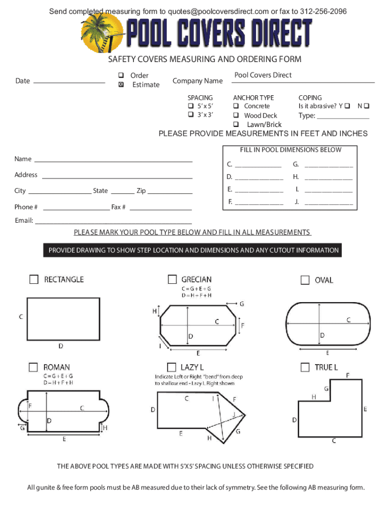Fillable Online Safety Pool Cover Measuring Form Fax Email Print ...