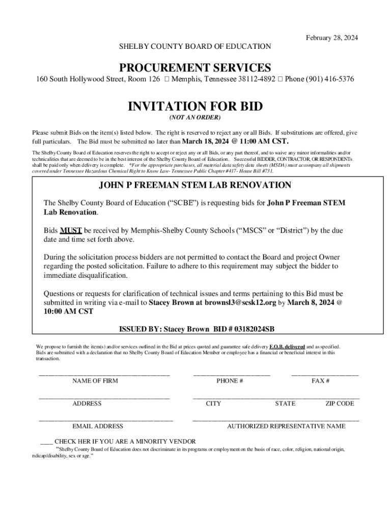 Fillable Online IFB 03182024SB John P Freeman STEM Lab Renovation.pdf ...