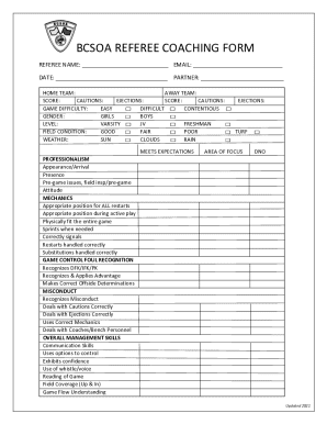 Fillable Online 2021 Bcsoa Referee Coaching Form - Evaluation and ...