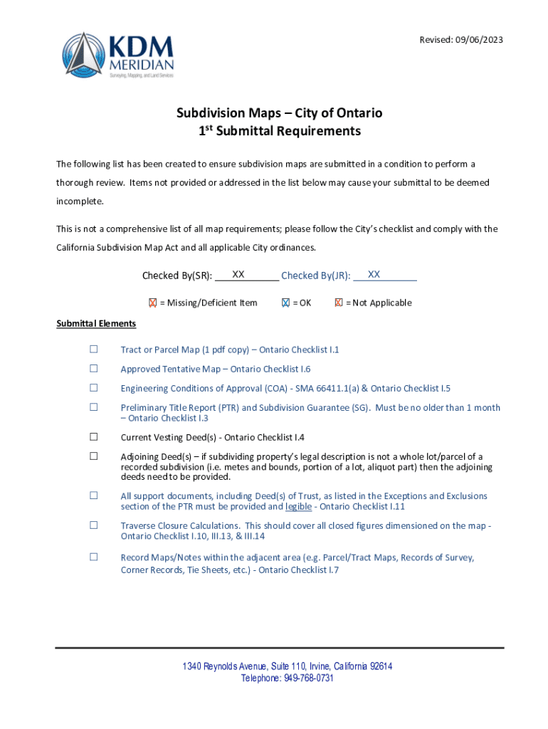 Fillable Online Subdivision Maps Submission Requirements - Ontario 2023 ...