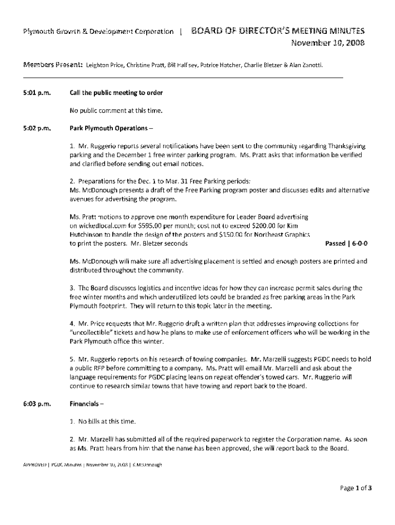 Fillable Online Leighton Price, Christine Pratt, Bill Hallisey, Patrice ...