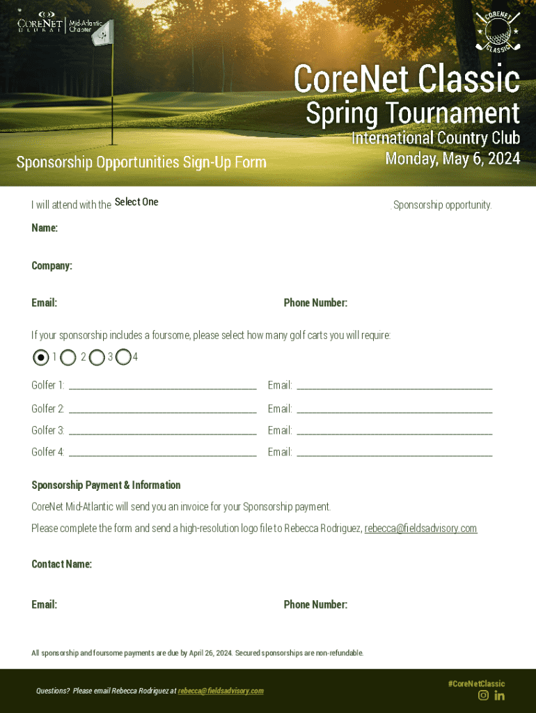 Fillable Online Includes one large sign, name and logo recognition in all event Fax Email Print ...